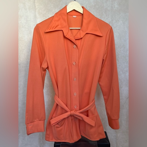 Tops | 197s Style Vintage Orange Button Up Blouse | Poshmark